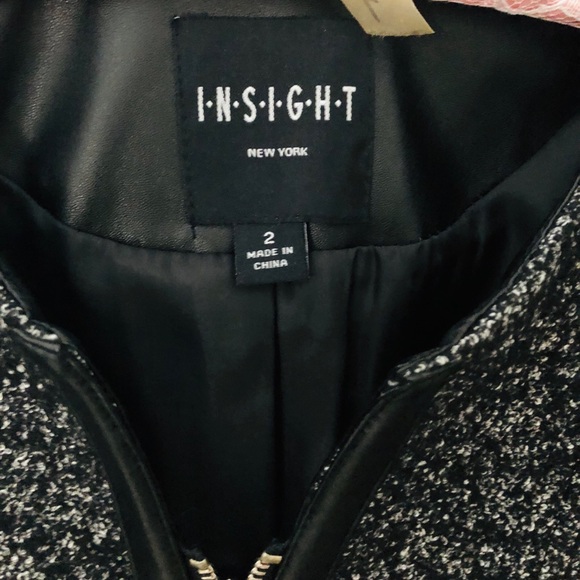 Insight | Jackets & Coats | Tweed And Faux Leather Blazer | Poshmark